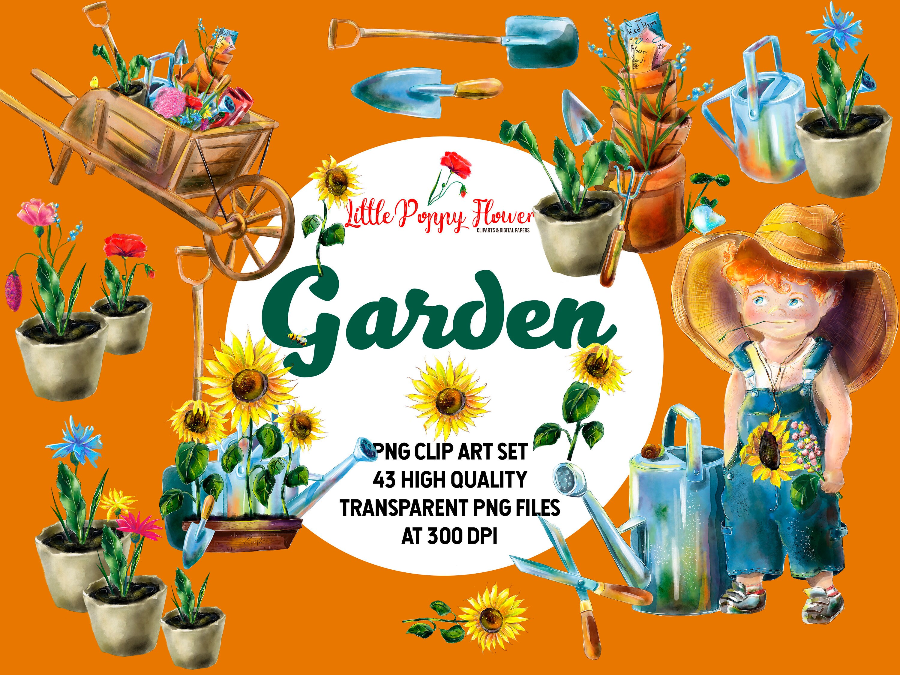 Garden digital PNG pack Scrapbook kit Digital download | Etsy