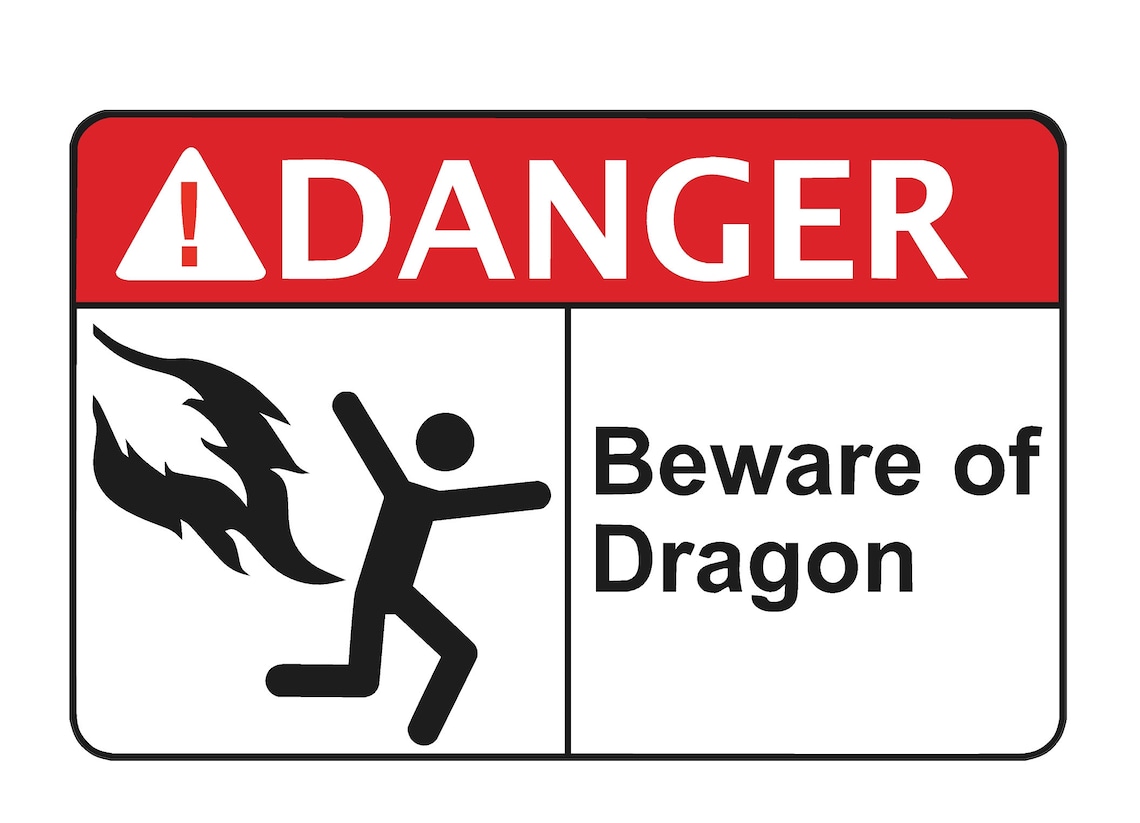 Beware of Dragon Sticker 6" X 4" Bearded Dragon - Etsy