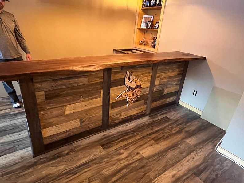 Custom Double Live Edge Walnut Top, Rustic Barnwood Base Indoor Sports ...