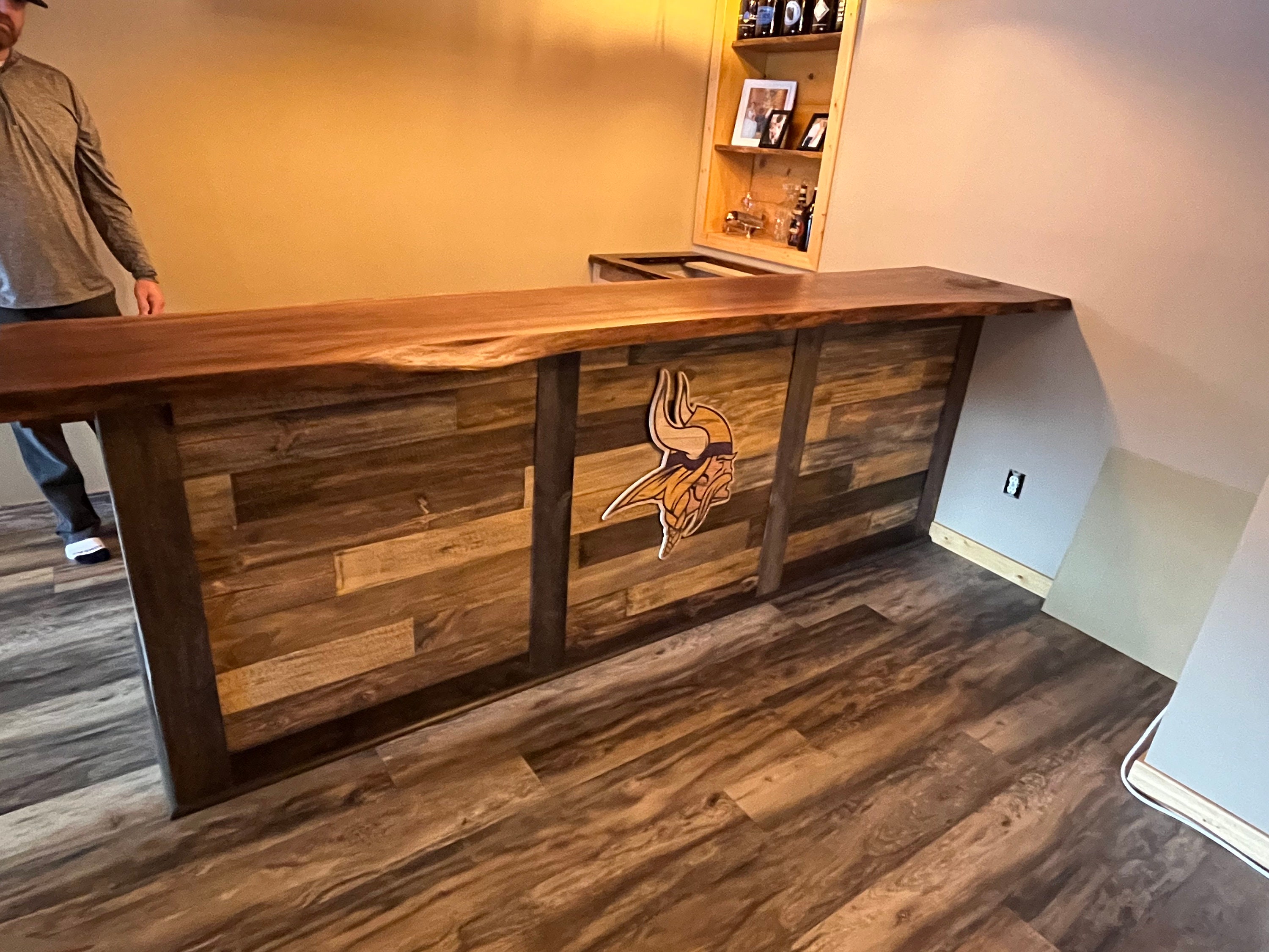 Custom Double Live Edge Walnut Top, Rustic Barnwood Base Indoor Sports ...