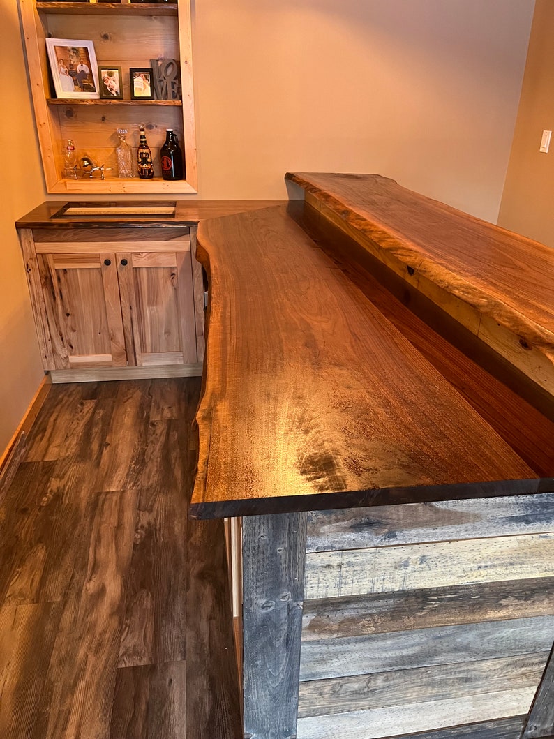 Custom Double Live Edge Walnut Top, Rustic Barnwood Base Indoor Sports ...
