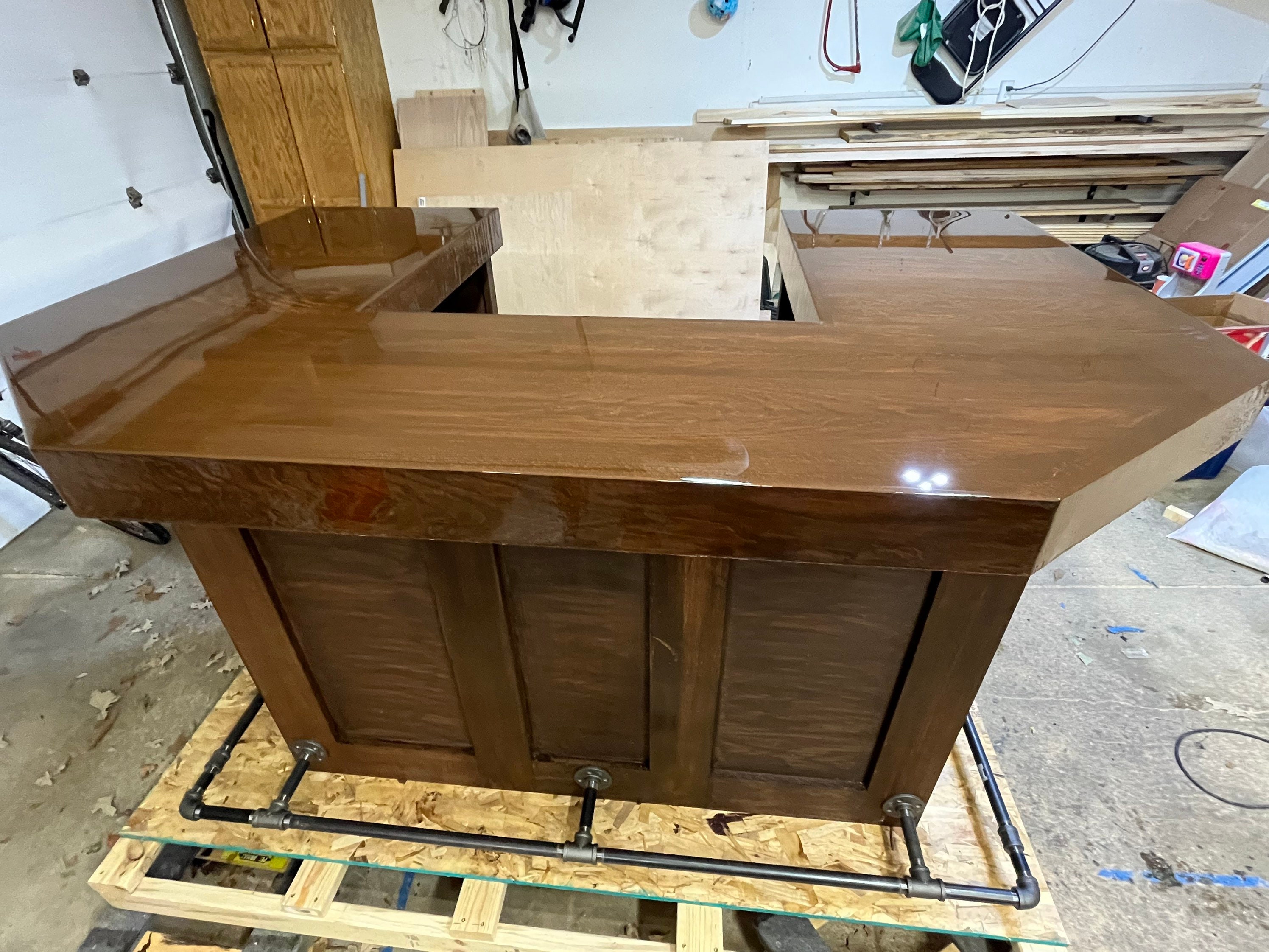 U Shape Solid Wood Bar Indoor Bar Thick Edge Top - Etsy