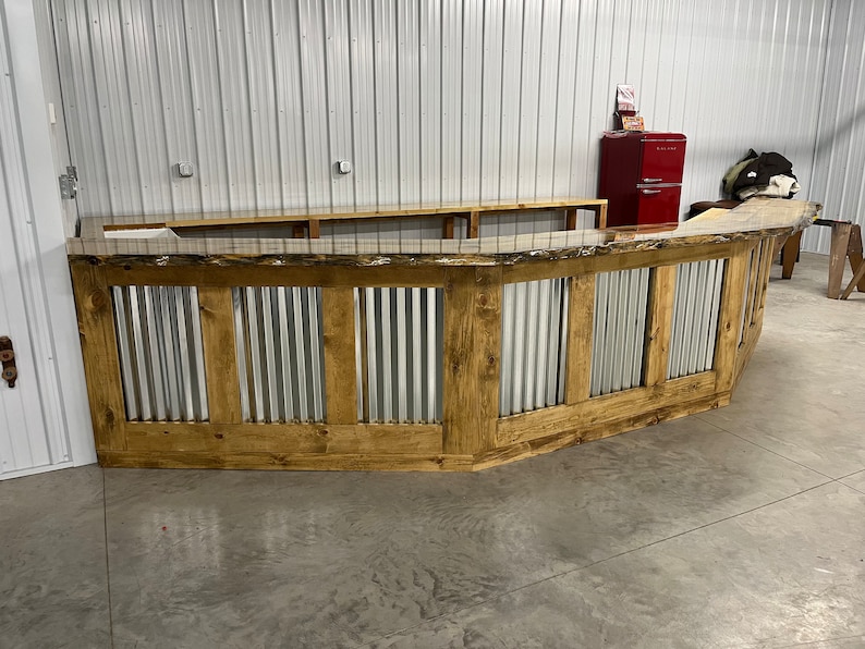 Custom Live Edge Epoxy Bar With Galvanized Tin Accents - Etsy