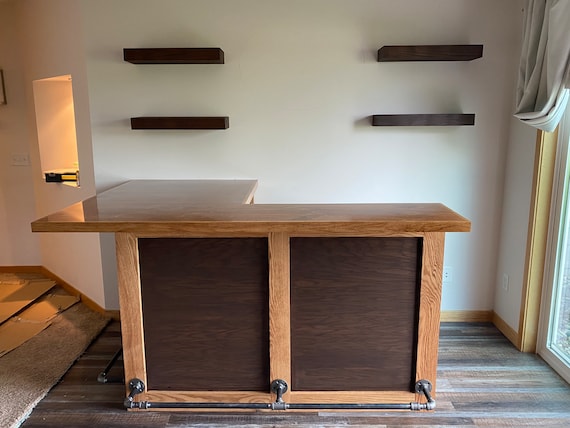 Custom L Shaped 2 Tone Indoor Home Wood Bar | Etsy