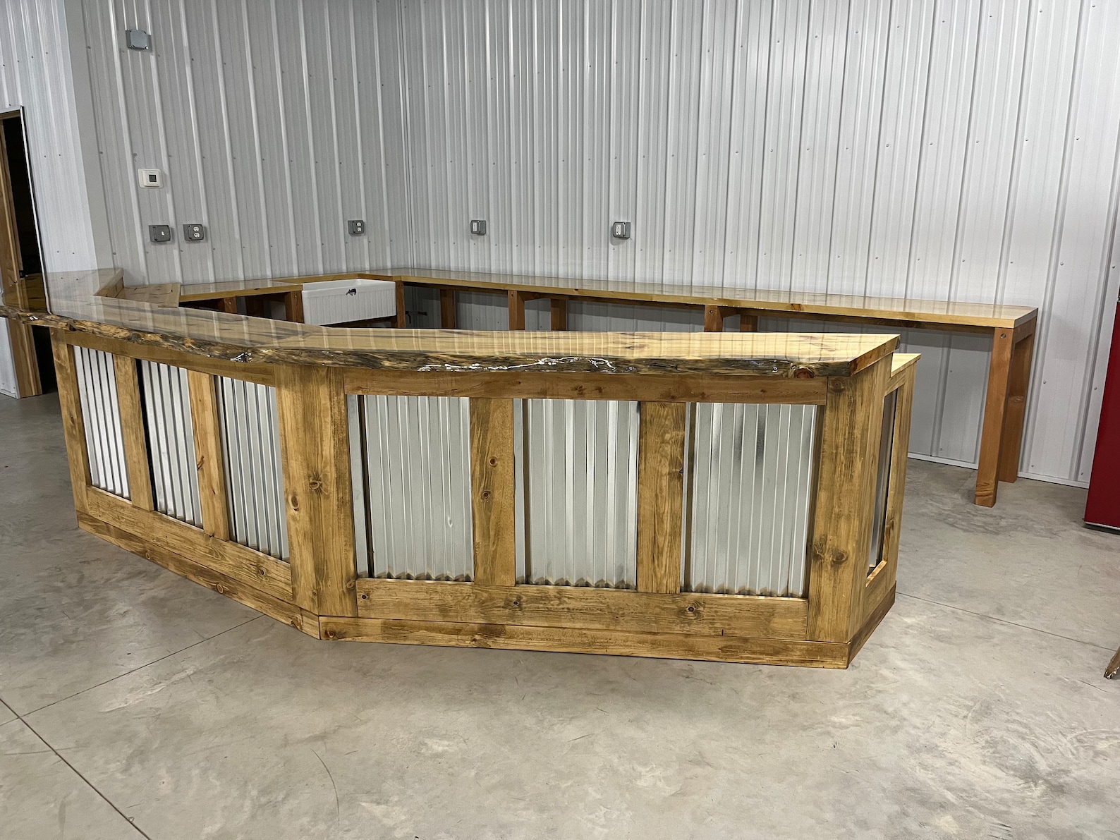 Custom Live Edge Epoxy Bar With Galvanized Tin Accents - Etsy