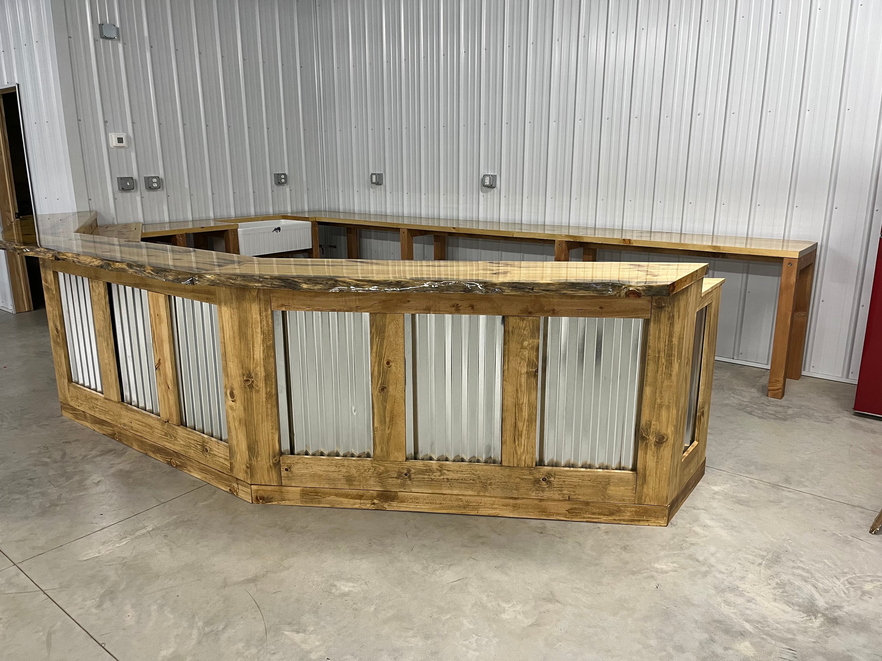 Custom Live Edge Epoxy Bar With Galvanized Tin Accents - Etsy