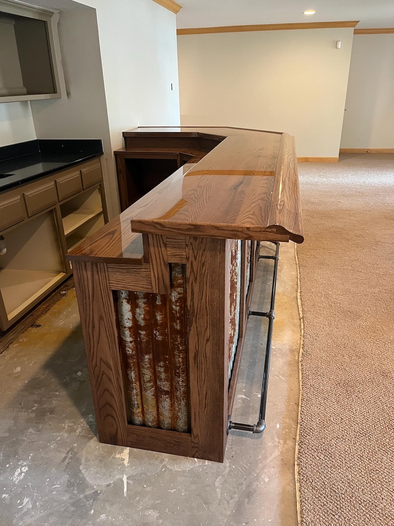 The Chicago Classic - Custom Wood Bar With Chicago Bar Rail and Epoxy ...