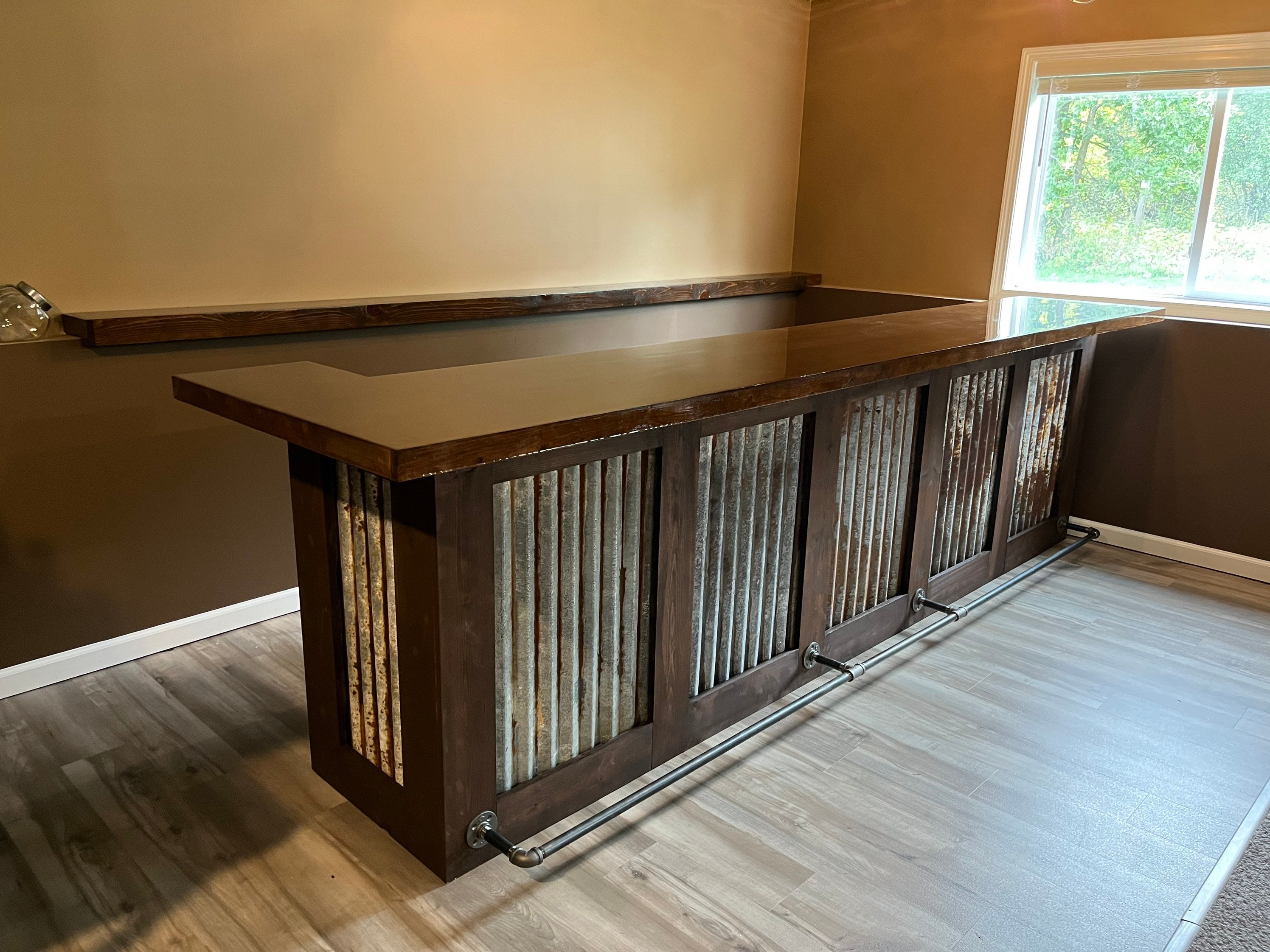 Handcrafted Rustic Tin Straight Wooden Bar - Customizable and Made in ...