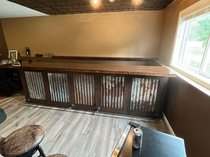 Handcrafted Rustic Tin Straight Wooden Bar - Customizable and Made in ...