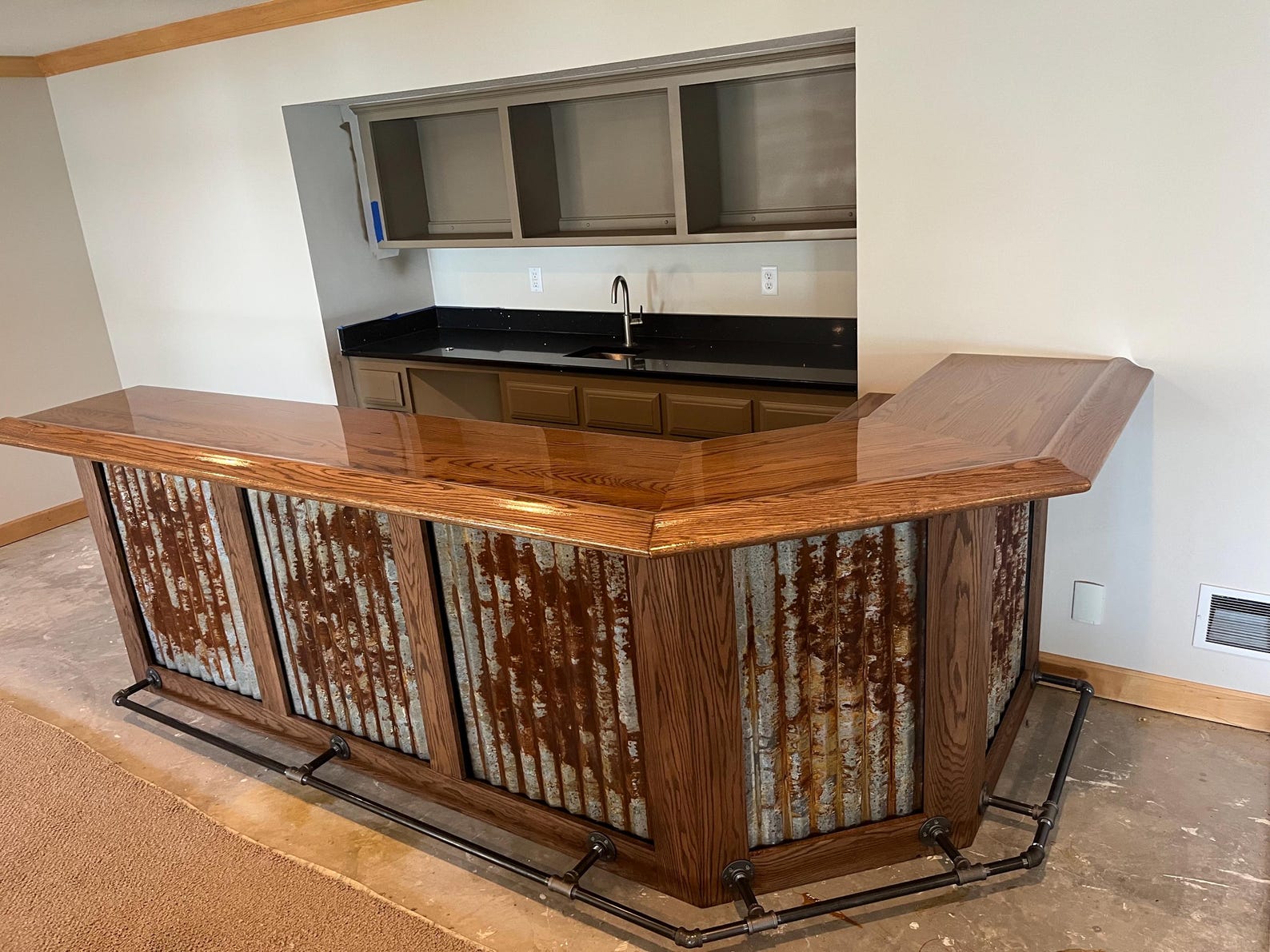 The Chicago Classic - Custom Wood Bar With Chicago Bar Rail and Epoxy ...