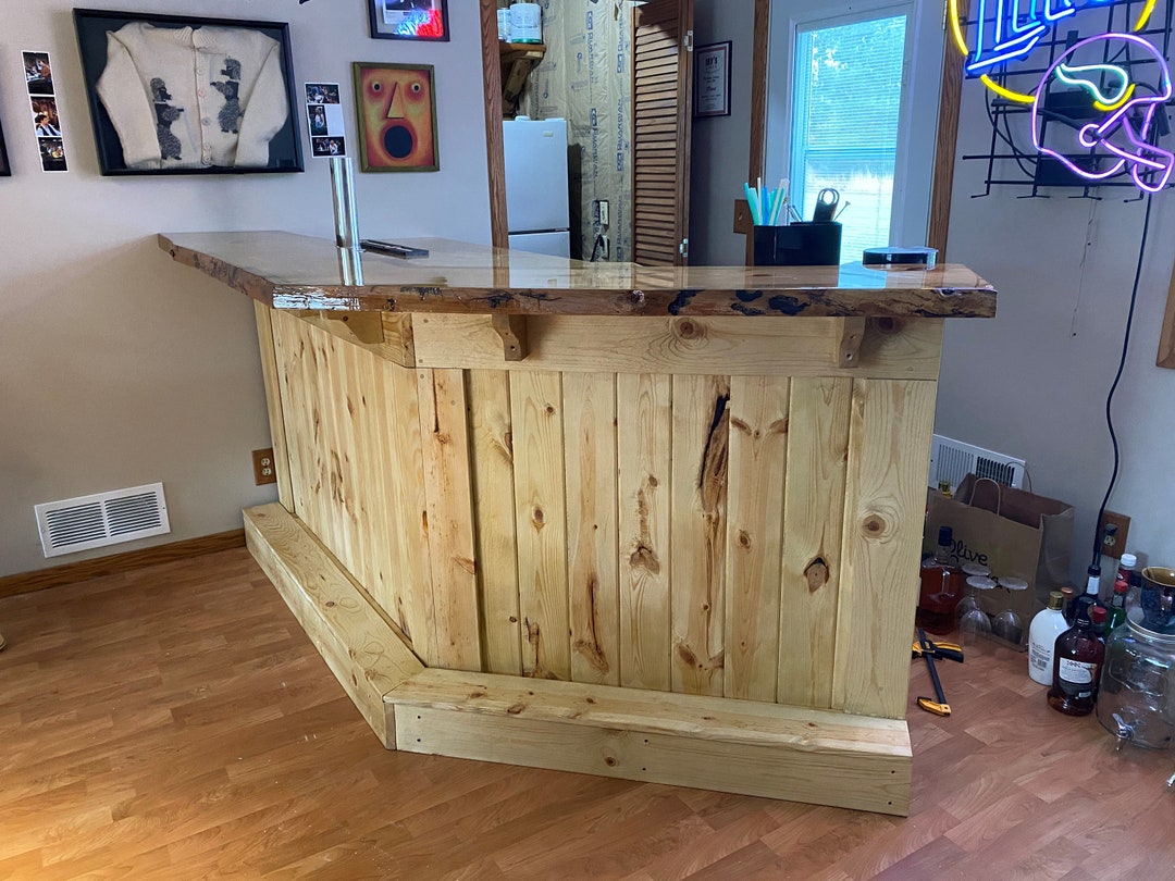 Live Edge 45 Degree Turned T&G Inside Bar 8 Feet Long X 3 Feet Deep - Etsy