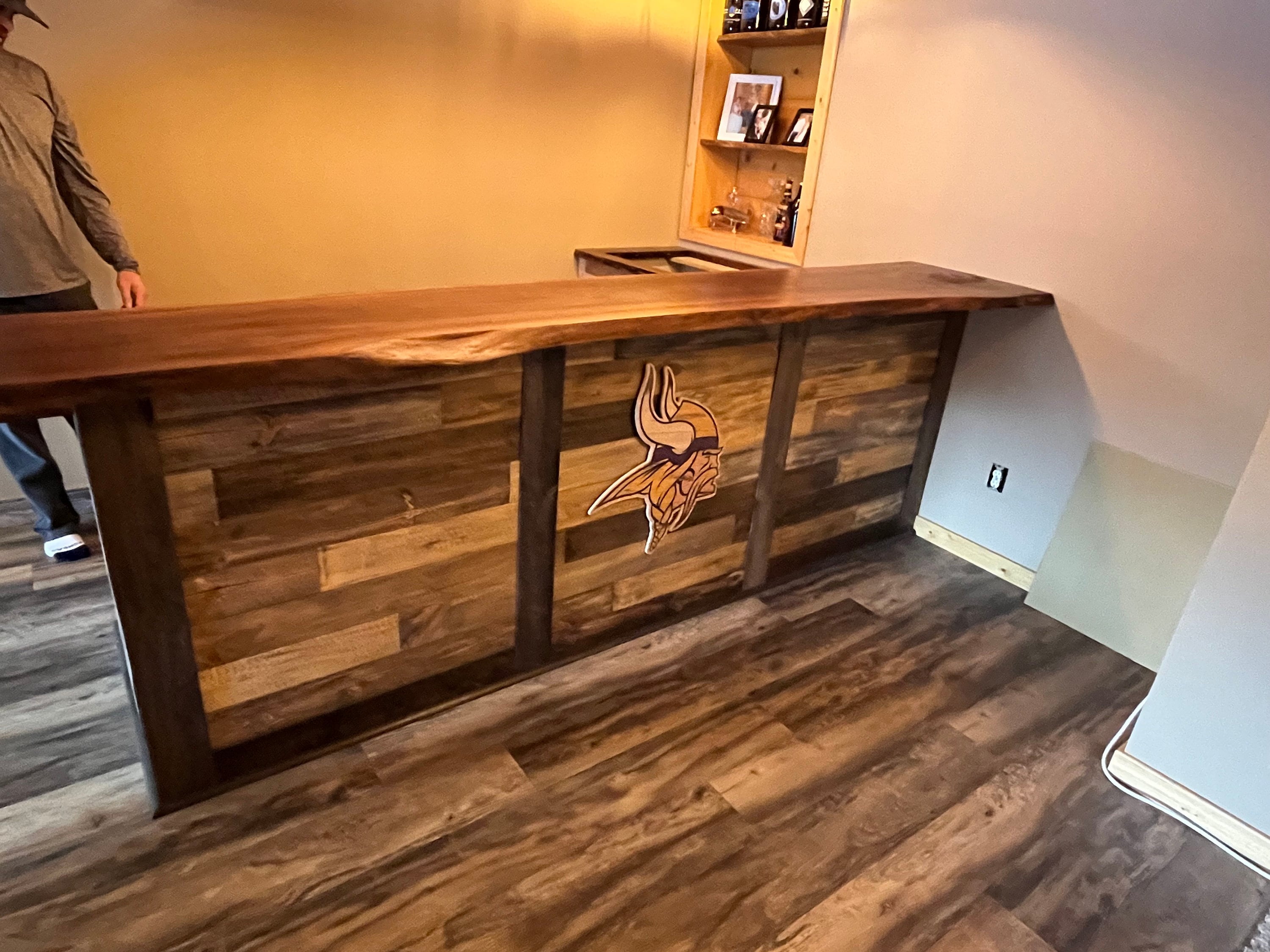 Custom Double Live Edge Walnut Top, Rustic Barnwood Base Indoor Sports ...