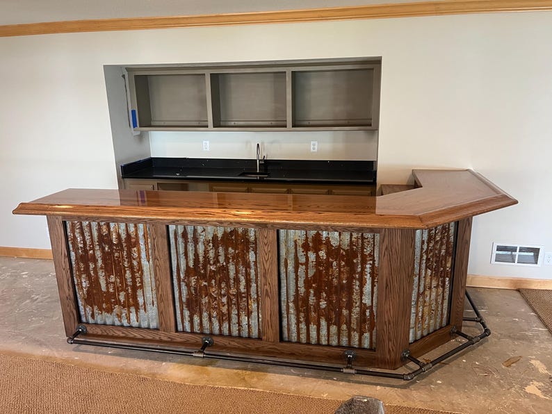 The Chicago Classic - Custom Wood Bar With Chicago Bar Rail and Epoxy ...
