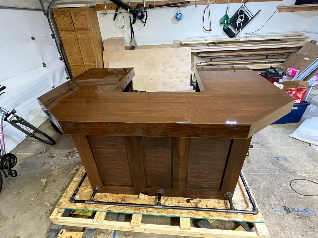 U Shape Solid Wood Bar Indoor Bar Thick Edge Top - Etsy