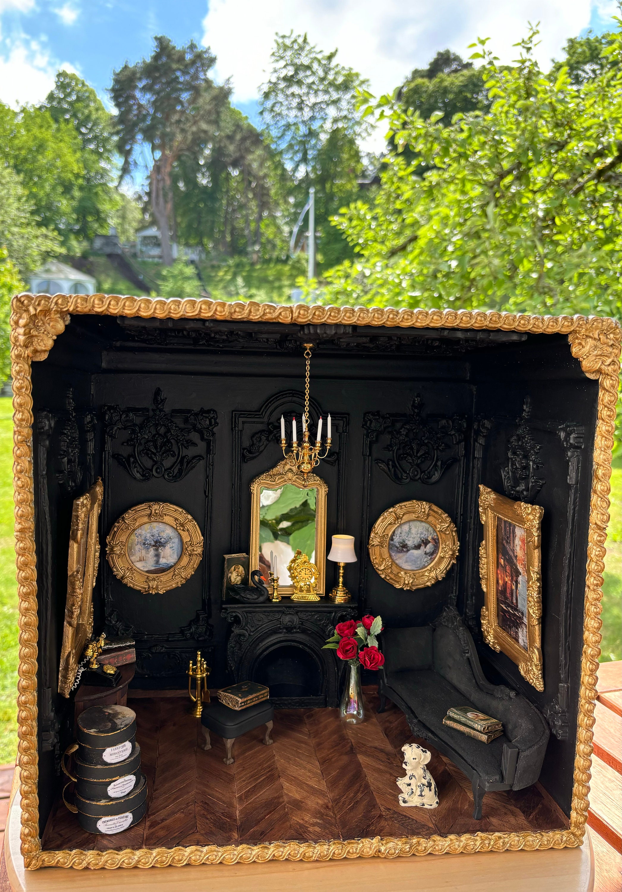 Black Classic Mini Room, Miniature 1:12 - Etsy