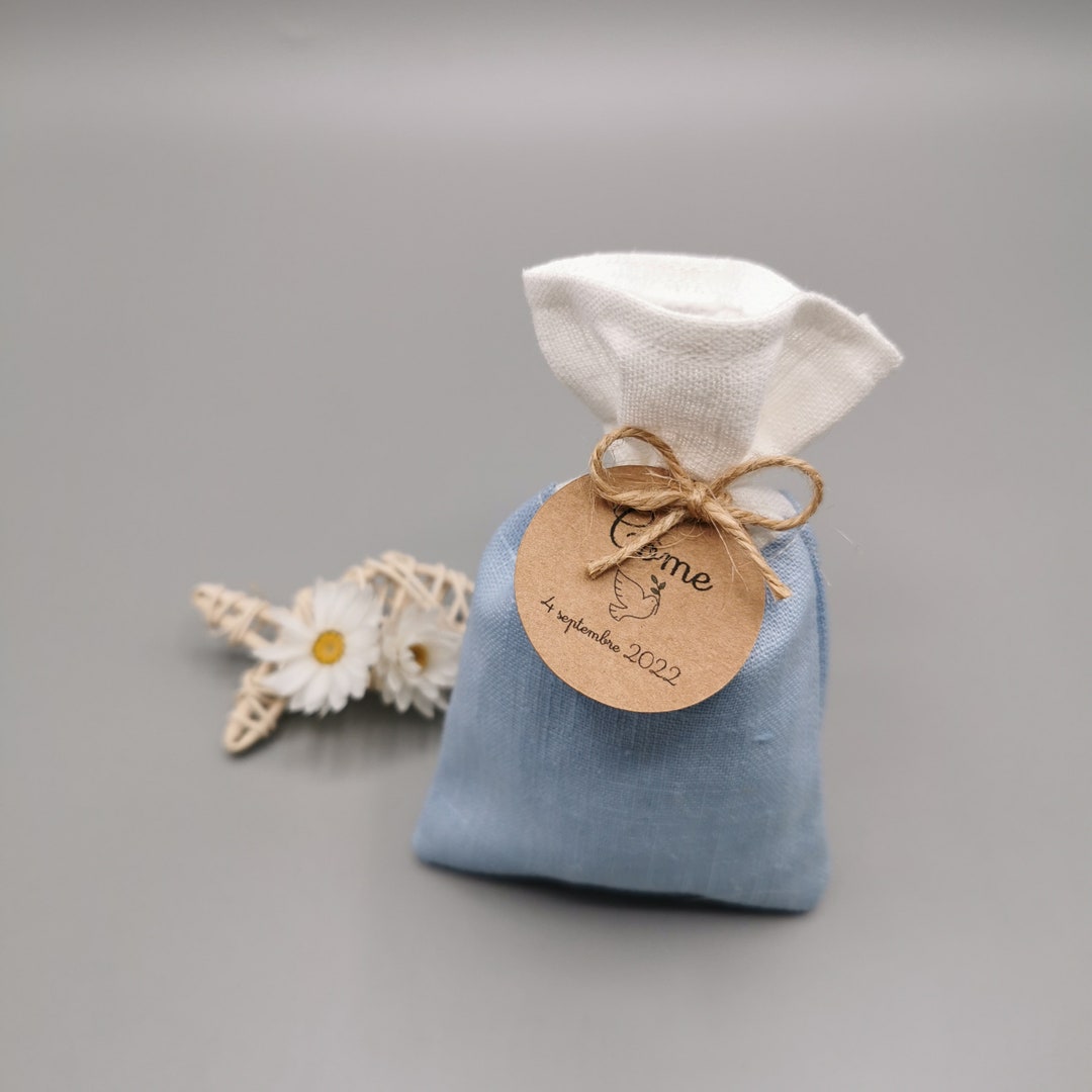 Colored Linen Dragee Pouch With Personalized Label Pack of 10 - Etsy