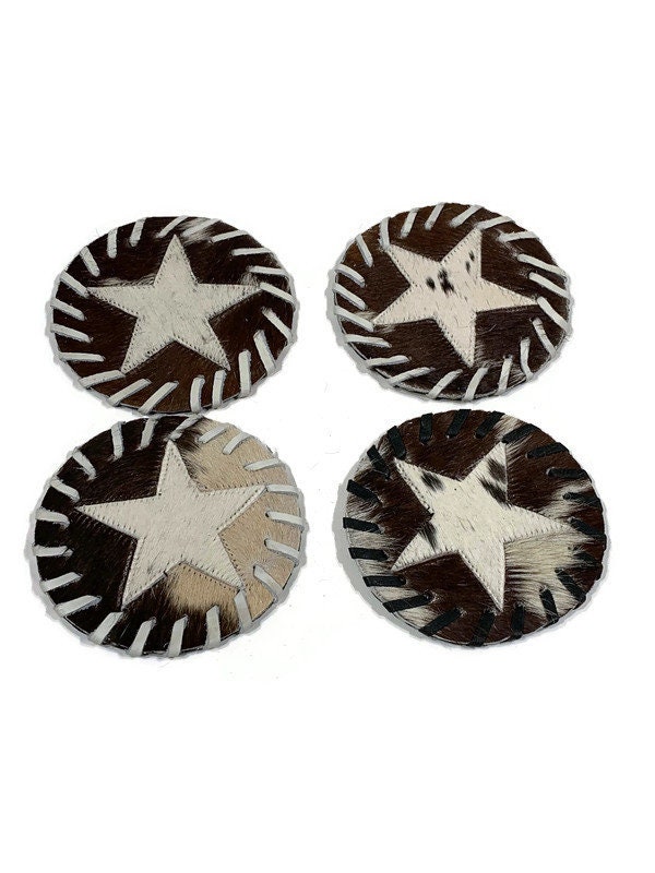 Cowhide Coaster, Custom Drink Coaster, Personalized Coaster ...