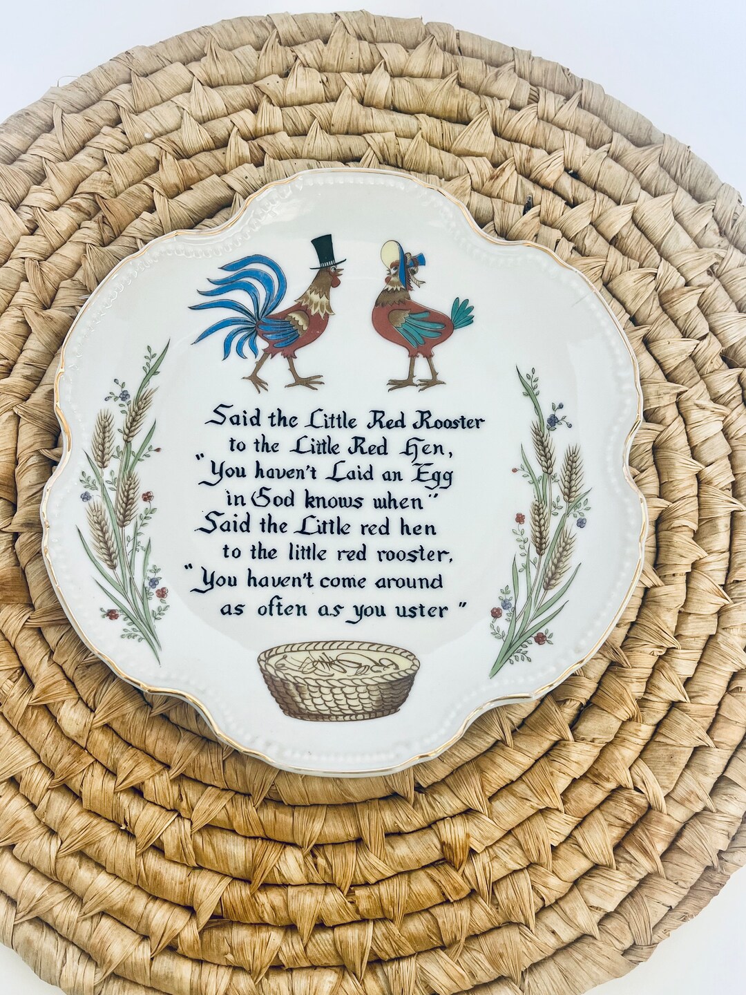 Vintage Plate Little Red Rooster - Etsy