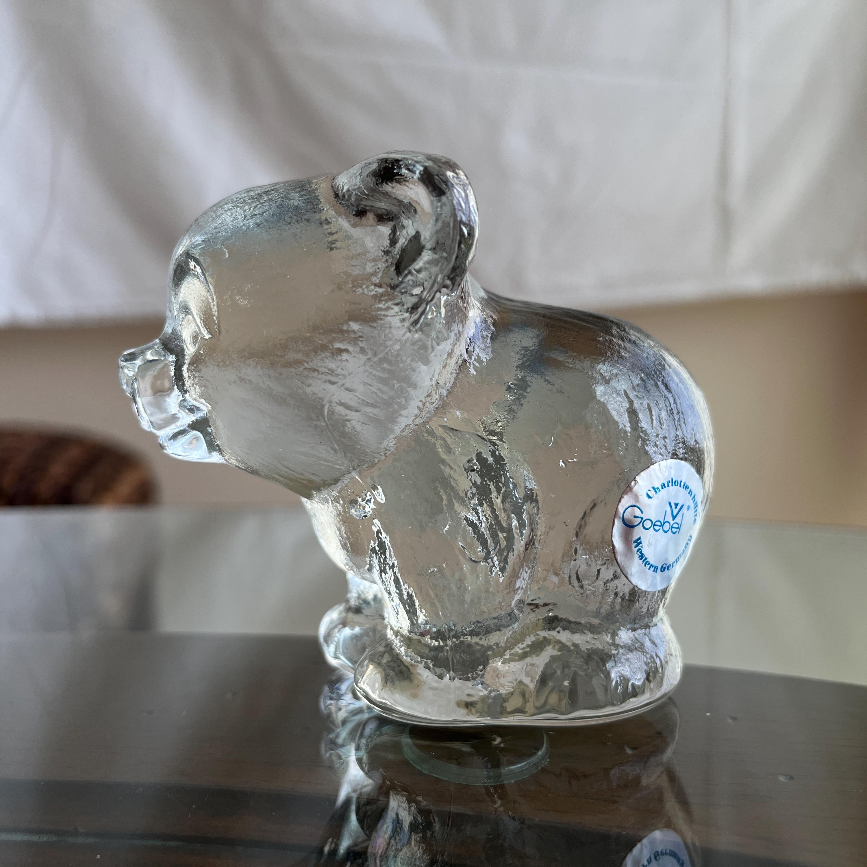 Goebel Vintage Antique Hallmarked Signed Solid Clear Glass German BEAR ...