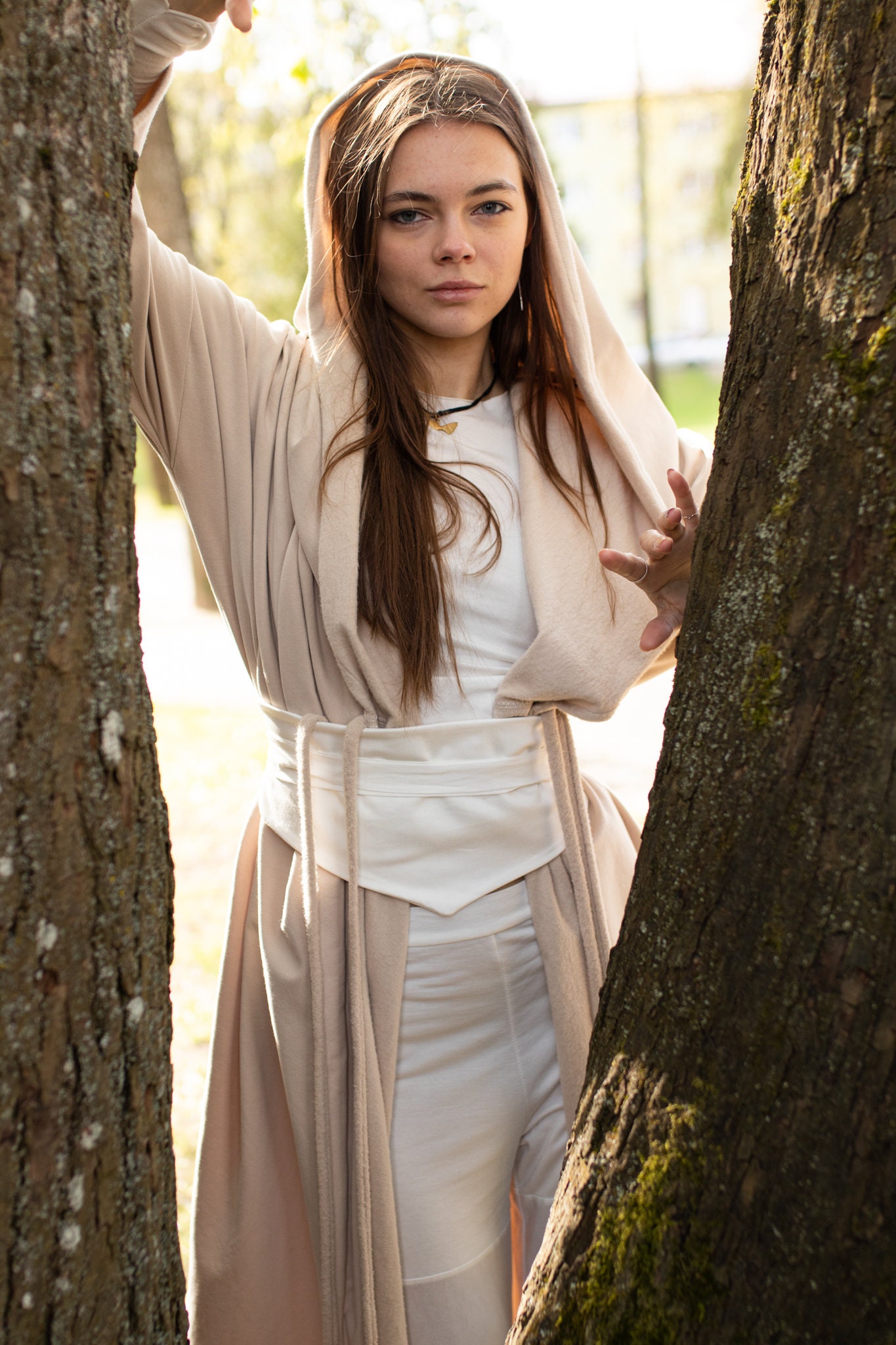 Organic Fleece Priestess Mantle ~ Hooded Bohemian Duster Coat ~ Warm ...