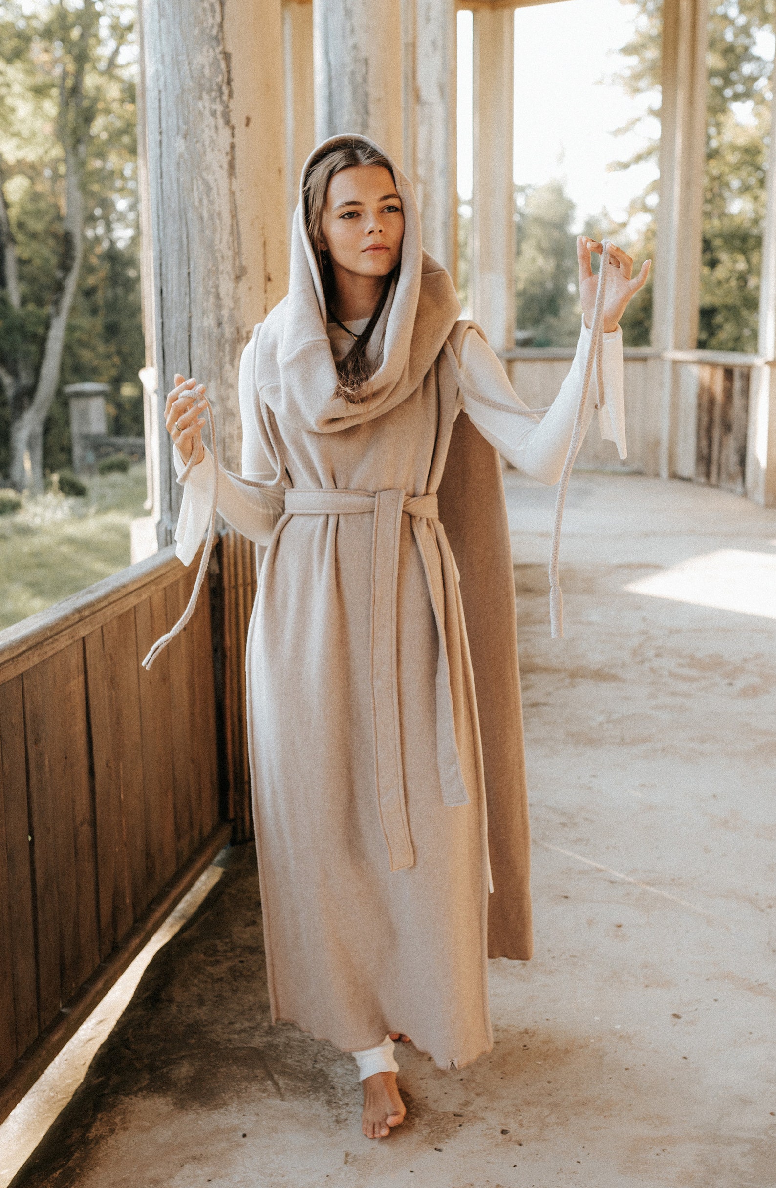 Warm Priestess Organic Cotton Hood Kaftan Shawl Cloak ~ Shamanic Cover ...