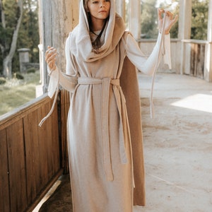 Warm Priestess Organic Cotton Hood Kaftan Shawl Cloak ~ Shamanic Cover ...