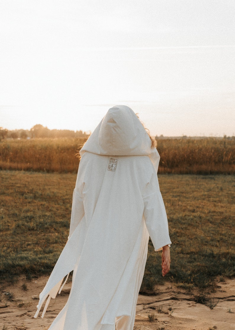 Organic Cotton Shamanic Coat Hood Cardigan ~ Priestess Warm Cover up ...