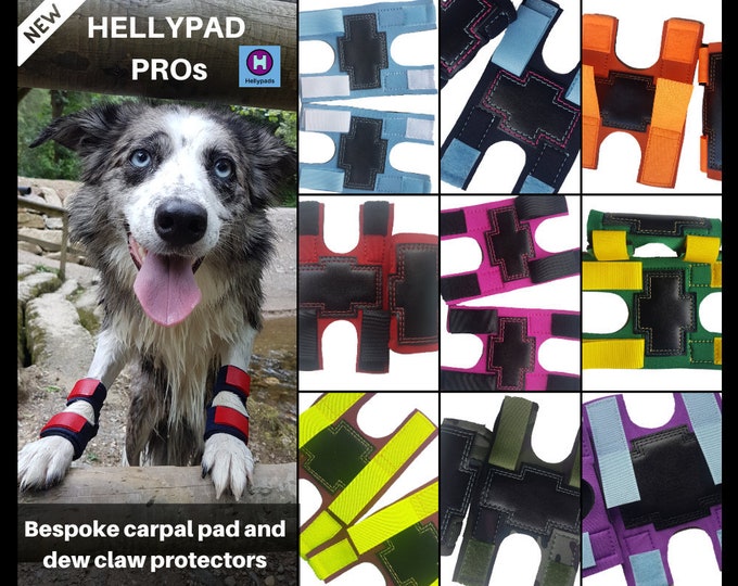 Carpal pad dew claw and hock protectors for your dog by Hellypads