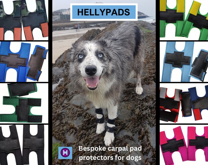 HELLYPADS Bespoke Pair of Carpal Pad Protectors for Dogs, Custom-fit ...