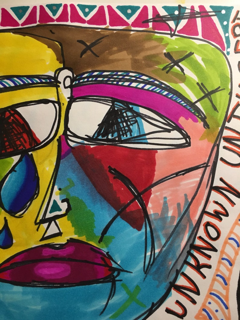 Abstract Expressionism Face Marked Art Perfect for Room/desk/bedroom ...