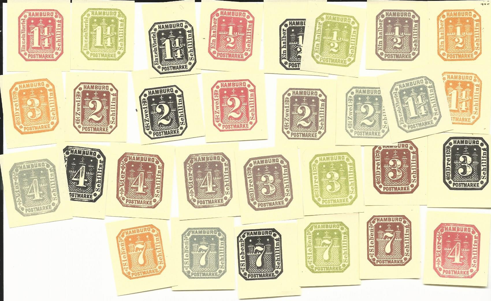 German Postal Stamps. Hamburg Essays, Trial Color - Etsy