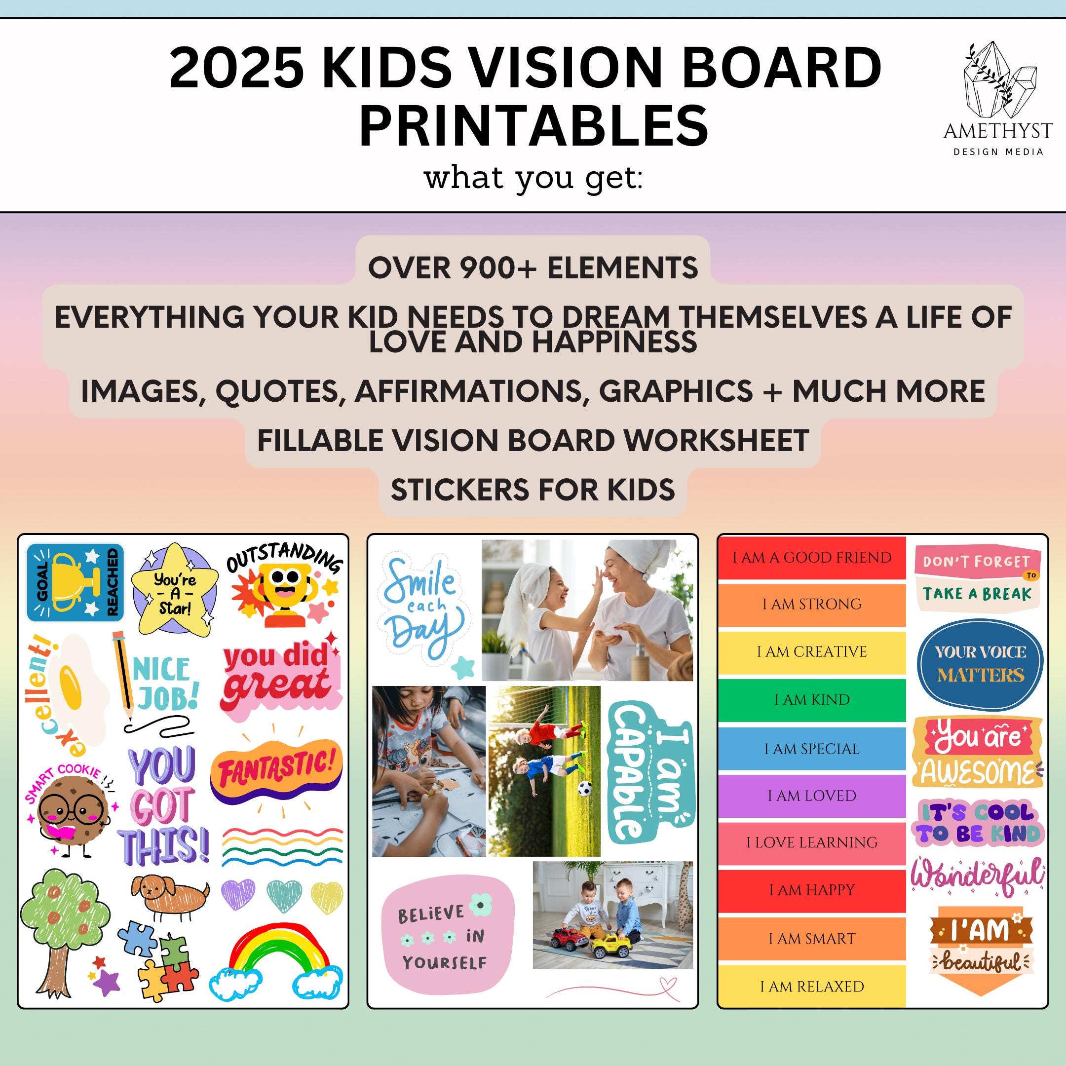Vision Board Printables | 2025 | Kids | Vision Board Kit | Vision Board ...
