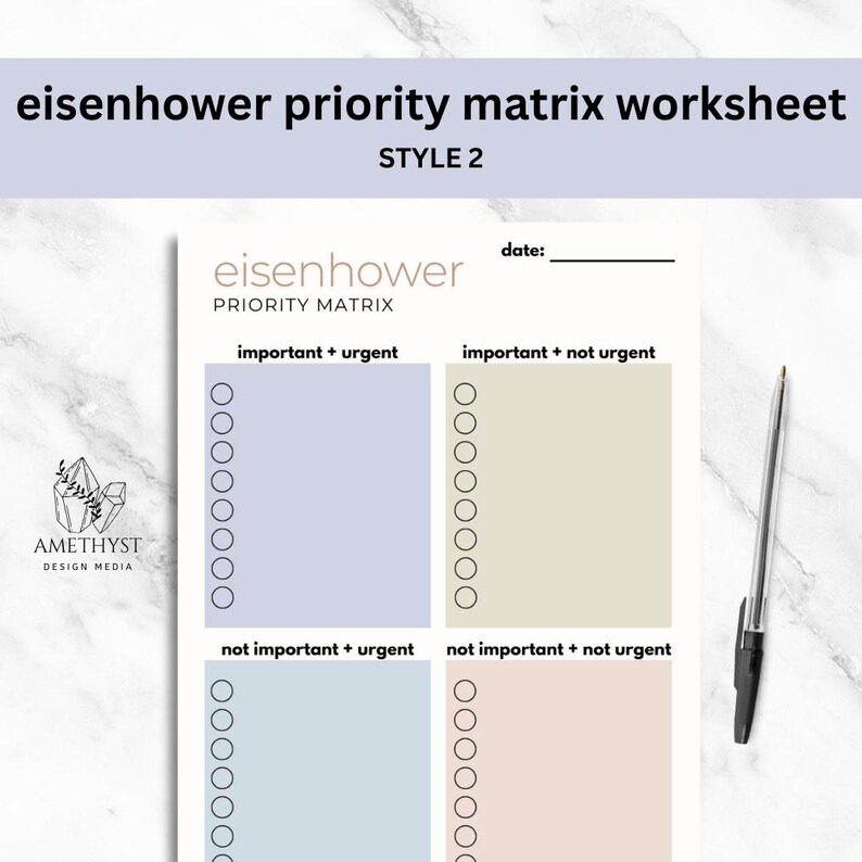 Eisenhower Matrix Printable, Priority Matrix, Time Management, Decision ...