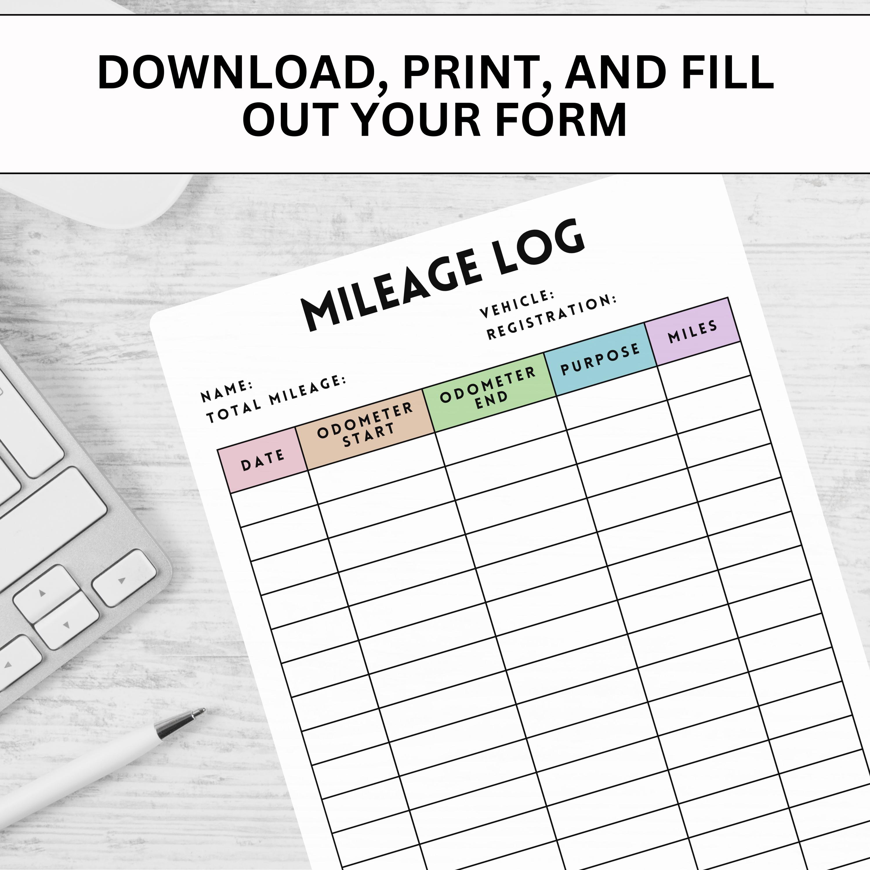 Mileage Tracker Printable | Monthly Mileage Report Form | Miles Log ...