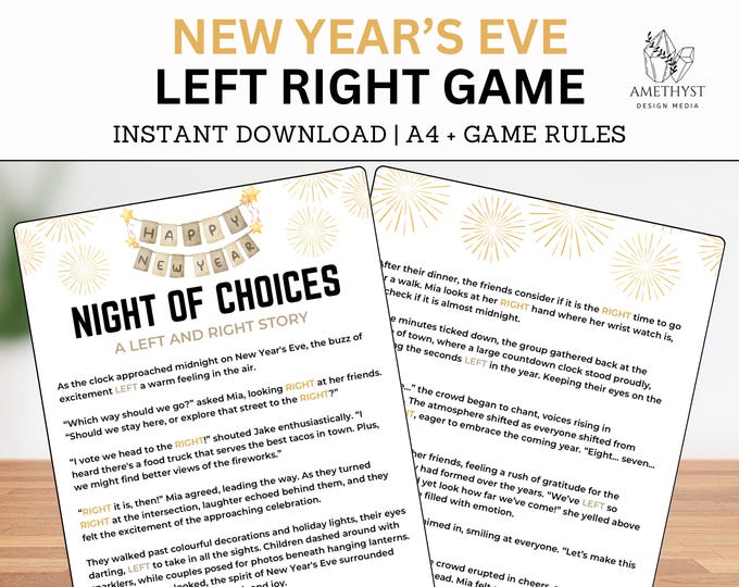 New Year's Left Right Game | Printable New Year's Eve Left Right Story ...