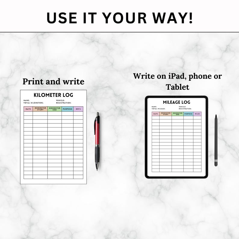 Mileage Tracker Printable | Monthly Mileage Report Form | Miles Log ...