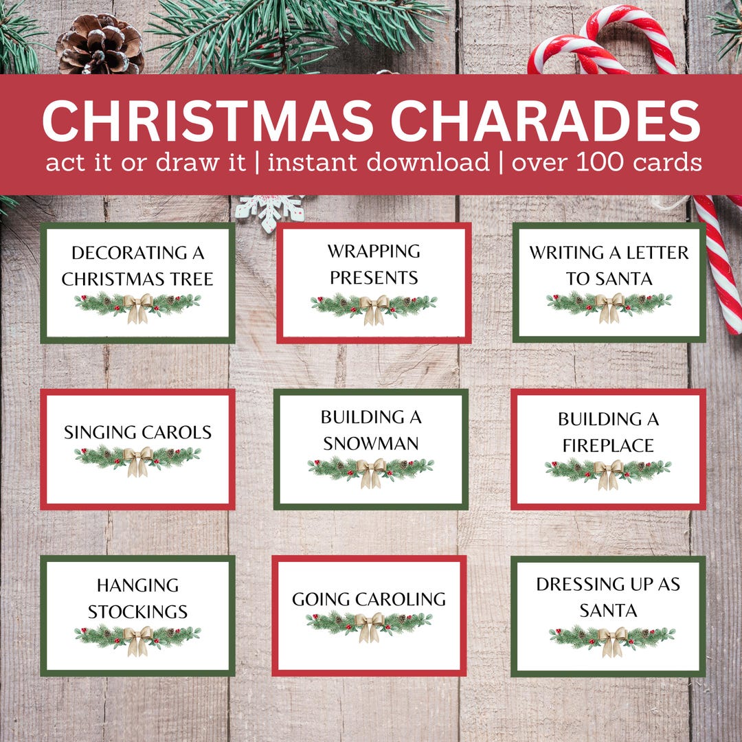 Christmas Charades Printable | Christmas Trivia | Christmas Pictionary ...