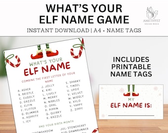 What's Your Elf Name? Fun Holiday Party Game With Tags | Printable ...