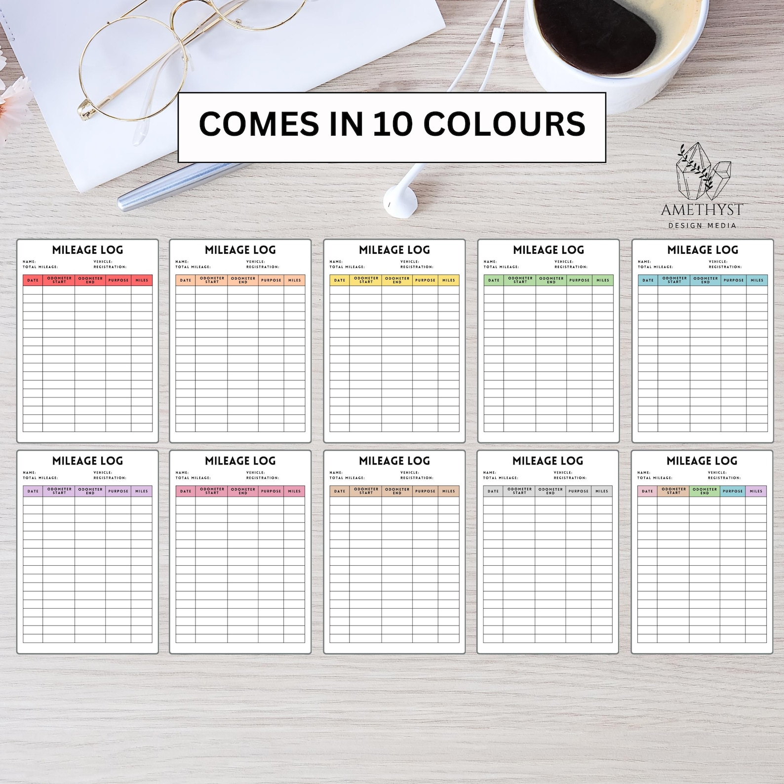 Mileage Tracker Printable | Monthly Mileage Report Form | Miles Log ...