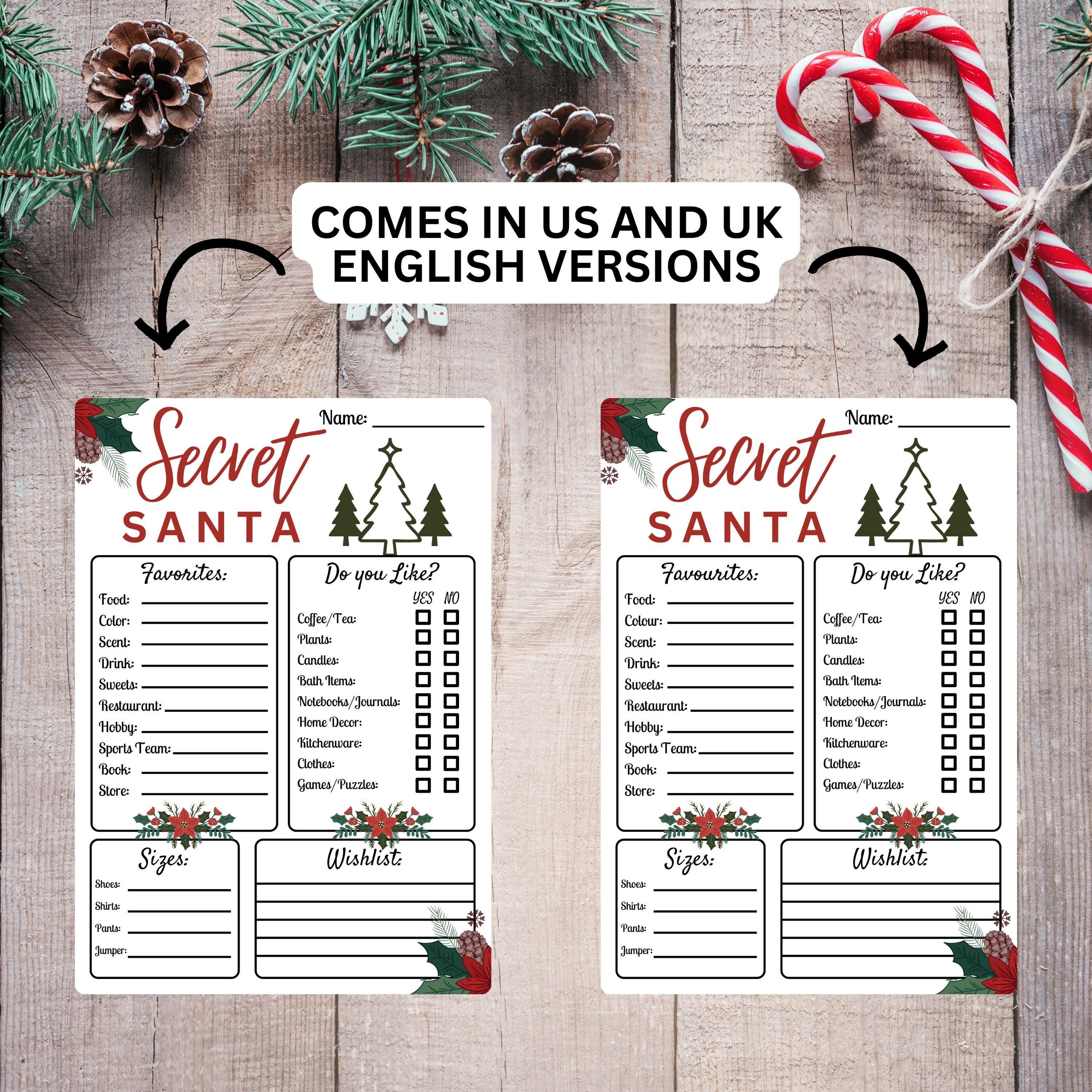 Printable Secret Santa Questionnaire | Christmas Survey | Adult ...