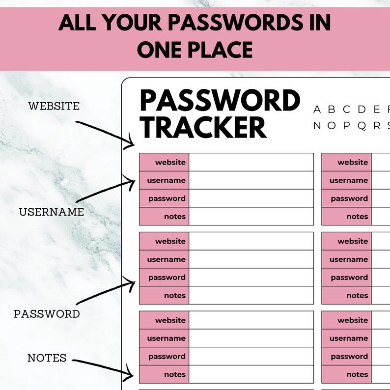 Password Tracker Bundle Printable | Password Log | Password Keeper ...