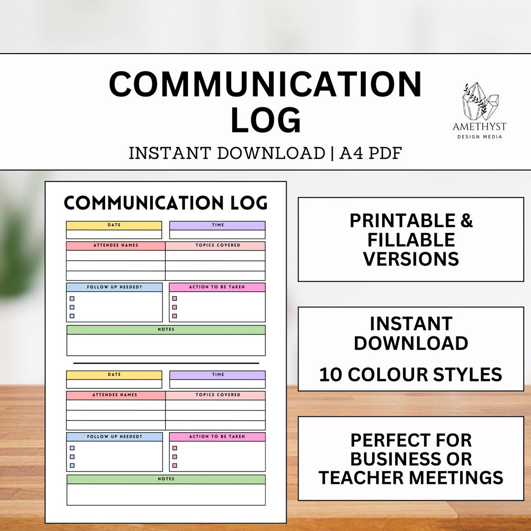 Printable Communication Log | Teacher Communication Log | Communication ...