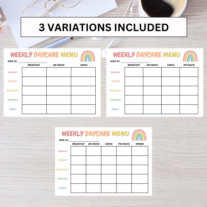 Daycare Weekly Menu | Daycare Meal Plan | Family Meal Planner | Home ...