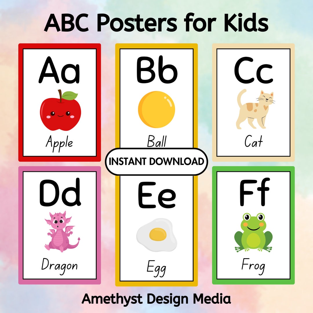 ABC Wall Posters - Alphabet Learning - Educational Wall Art - Printable ...