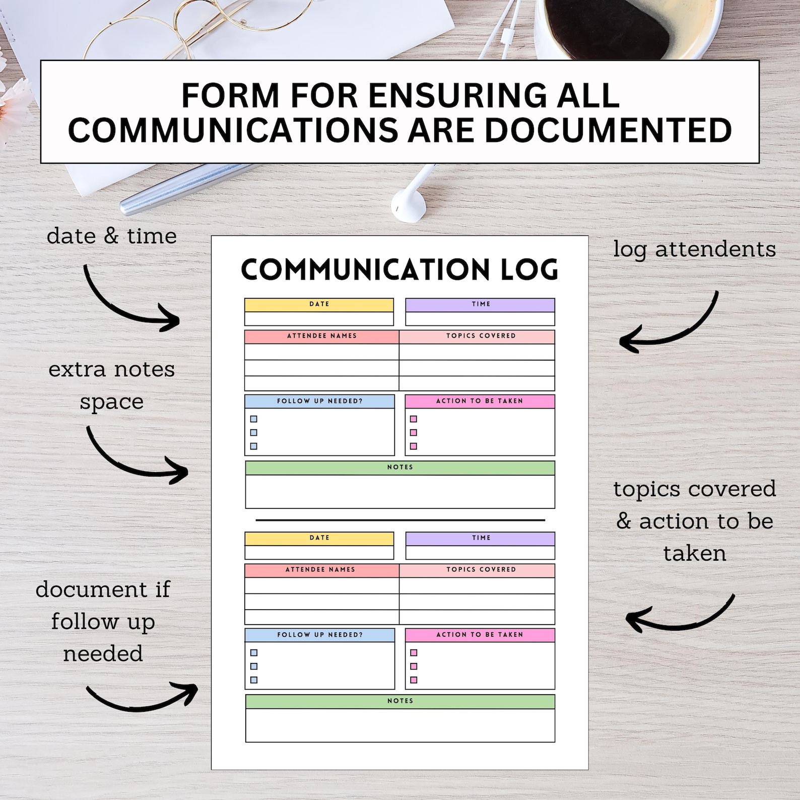 Printable Communication Log | Teacher Communication Log | Communication ...