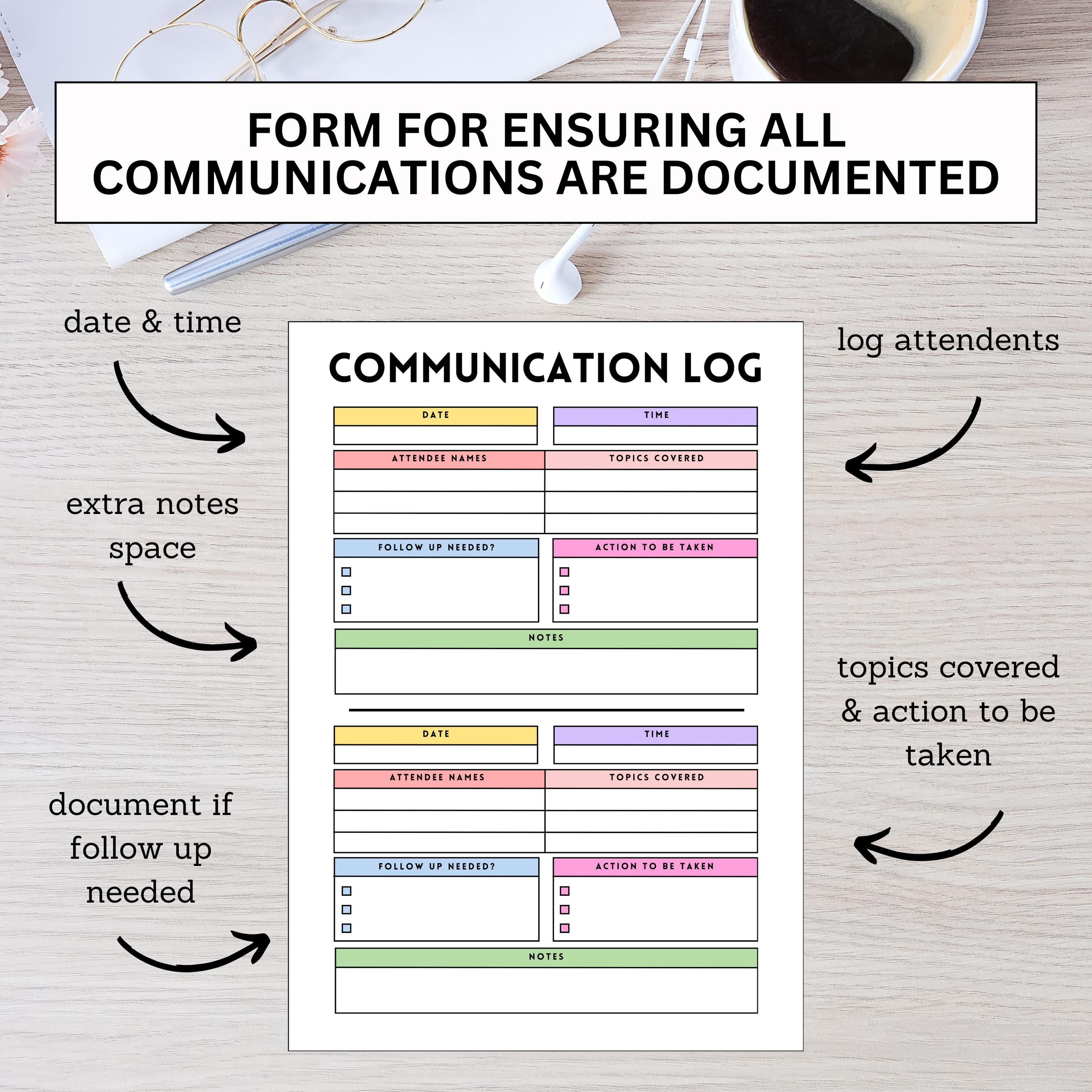 Printable Communication Log | Teacher Communication Log | Communication ...