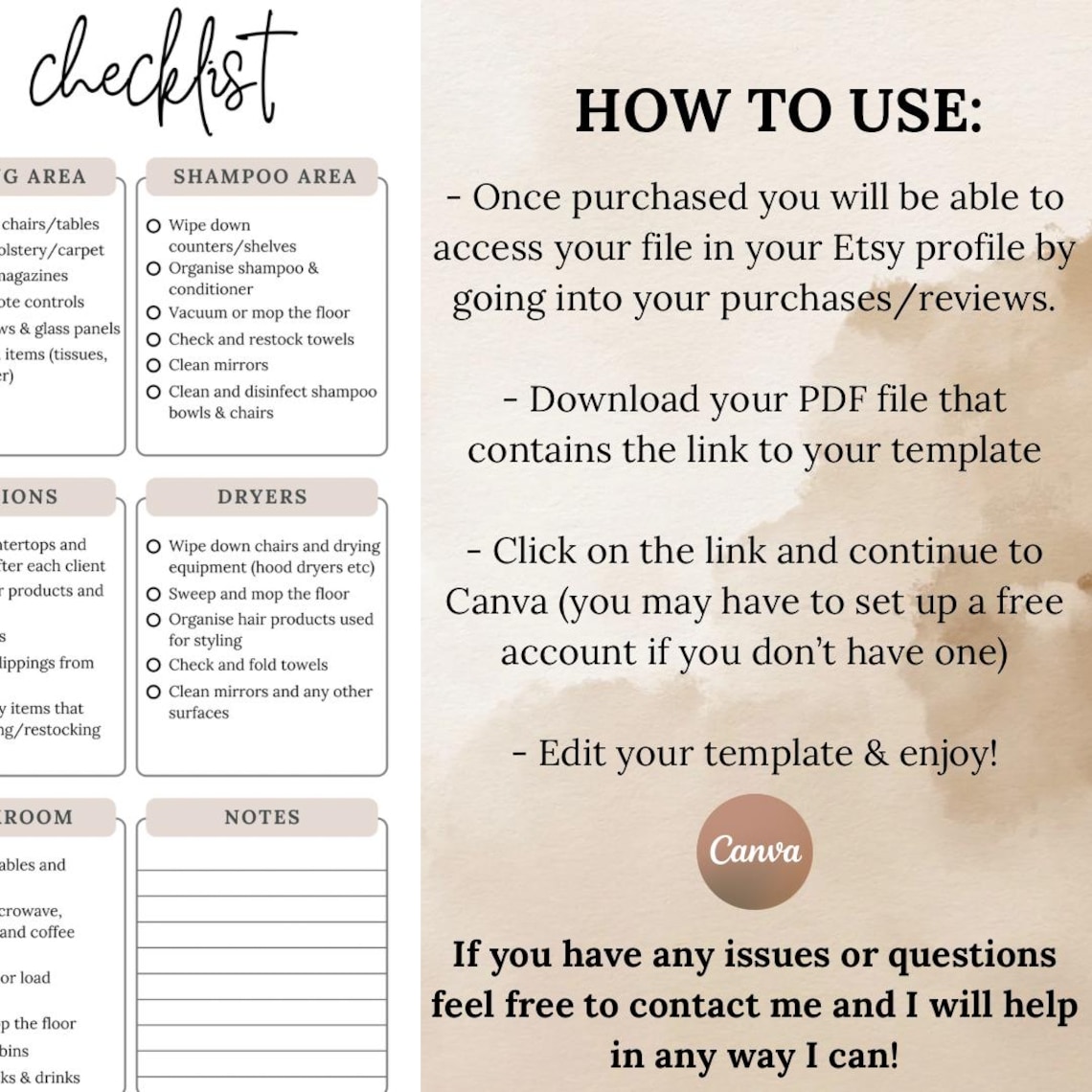 Hair Salon Cleaning Checklist | Cleaning Checklist Canva Template ...