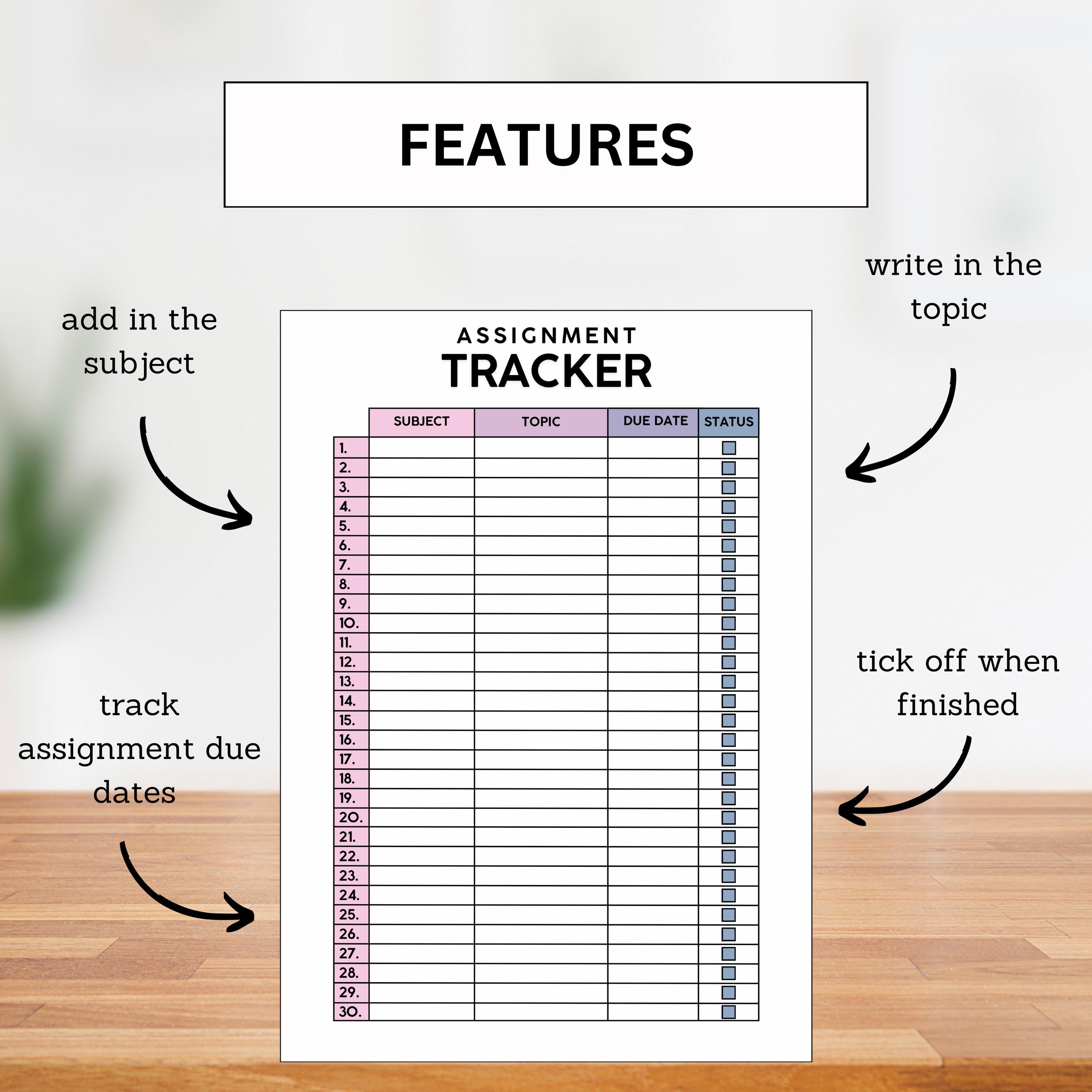 Assignment Planner | Academic Planner | Assignment Log | Homework ...