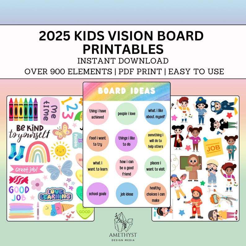 Vision Board Printables | 2025 | Kids | Vision Board Kit | Vision Board ...