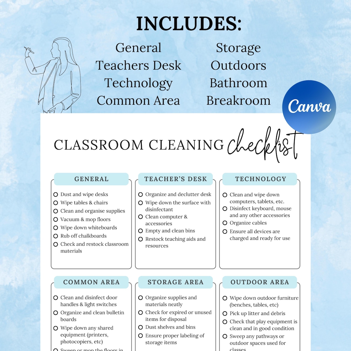 Classroom Cleaning Checklist | Cleaning Checklist | Classroom Cleaning ...